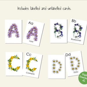 Wildflower Alphabet Printable Hanging Letter Cards Phonetic Flower ...