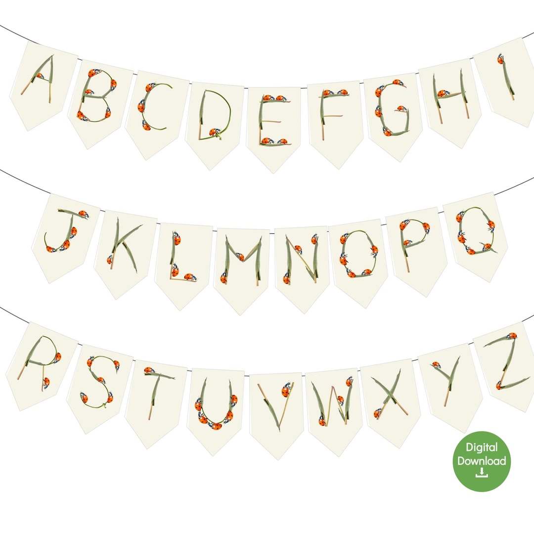 Ladybug Alphabet Banner: A-Z Pennants, Bug Party Decor (PDF Download ...