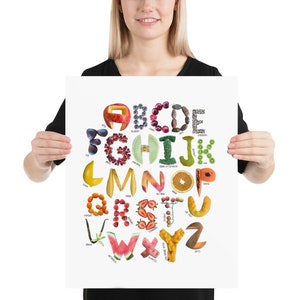 Fruit Nursery Art- A Picture Alphabet Made With Fruits From A - Z - Etsy