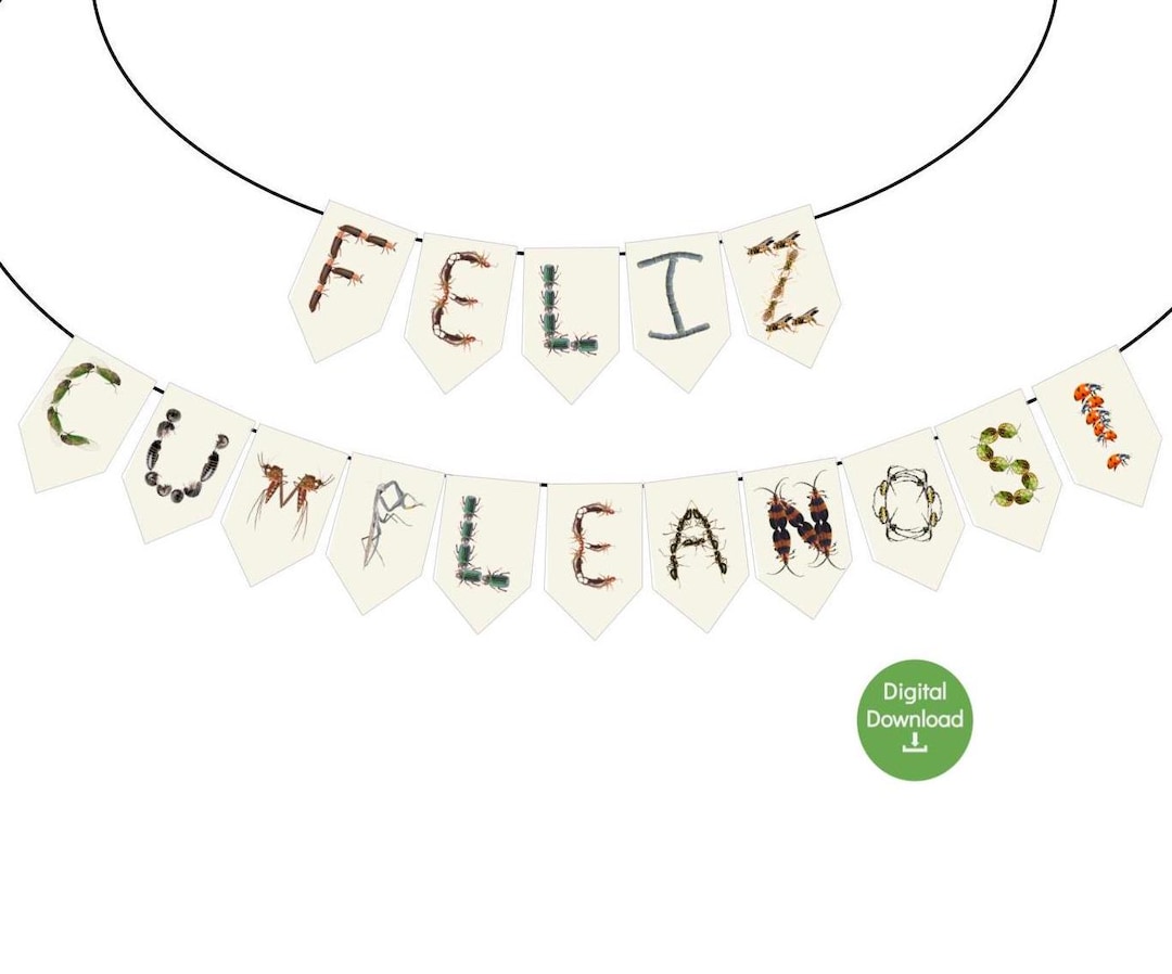 Feliz Cumpleaños Printable Spanish Language Bug Themed Birthday Banner ...