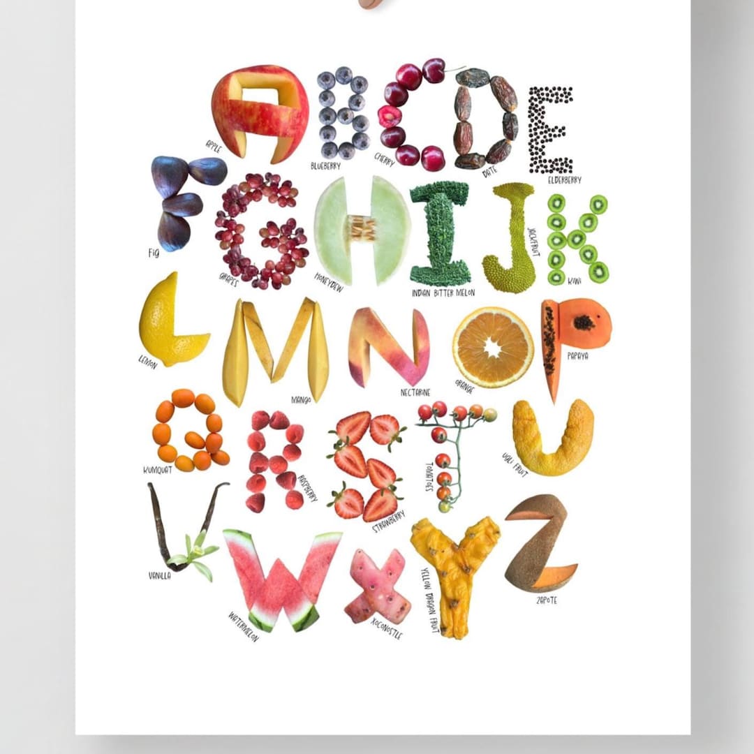 Fruit Alphabet Poster - Educational Nursery Wall Art - ABC Learning ...