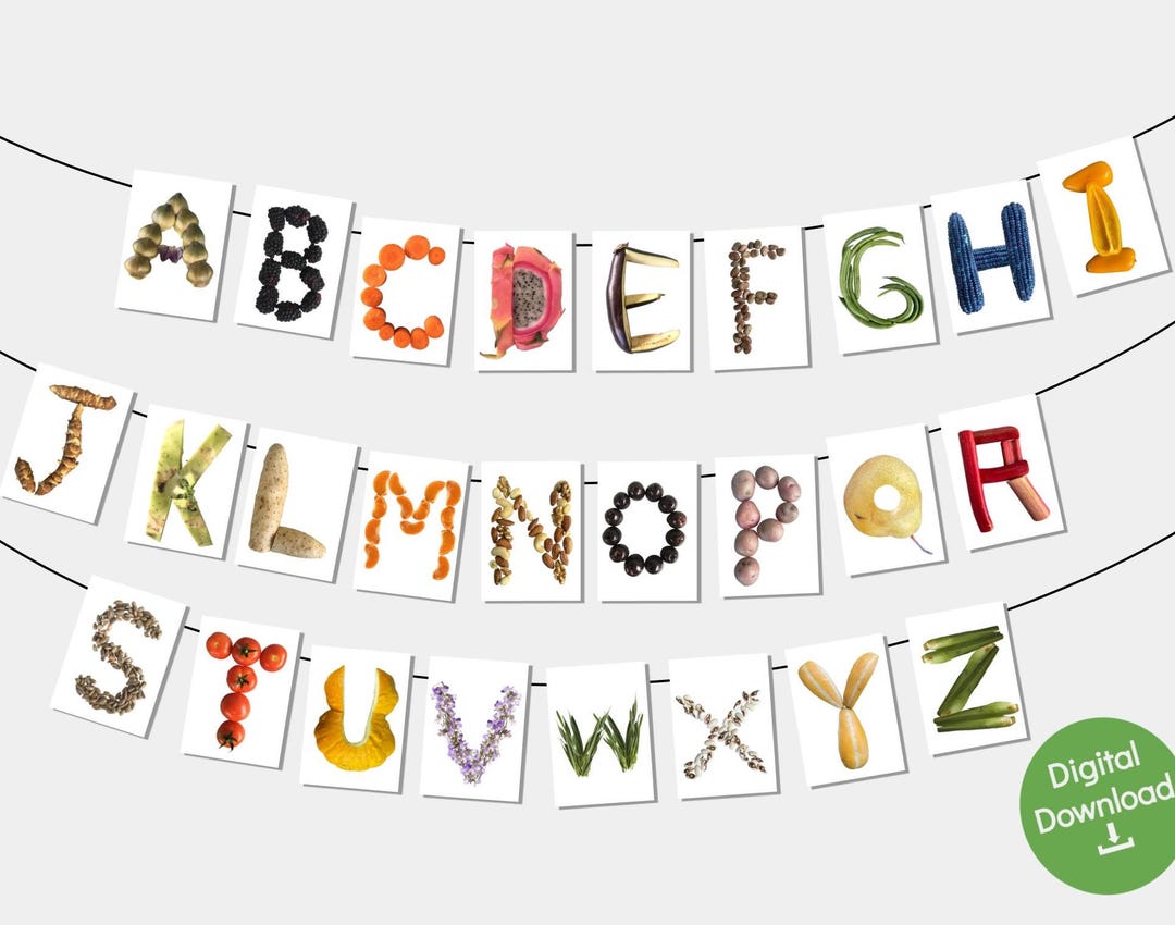 Produce ABC Classroom Decor - Natural Foods ABC Banner - Etsy