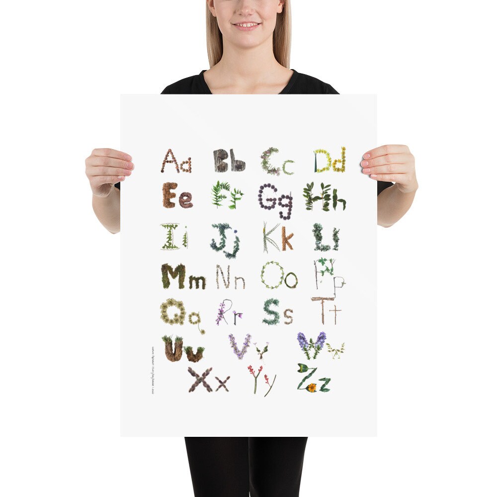 Woodland Alphabet Poster Phonetic Alphabet Poster Nature - Etsy
