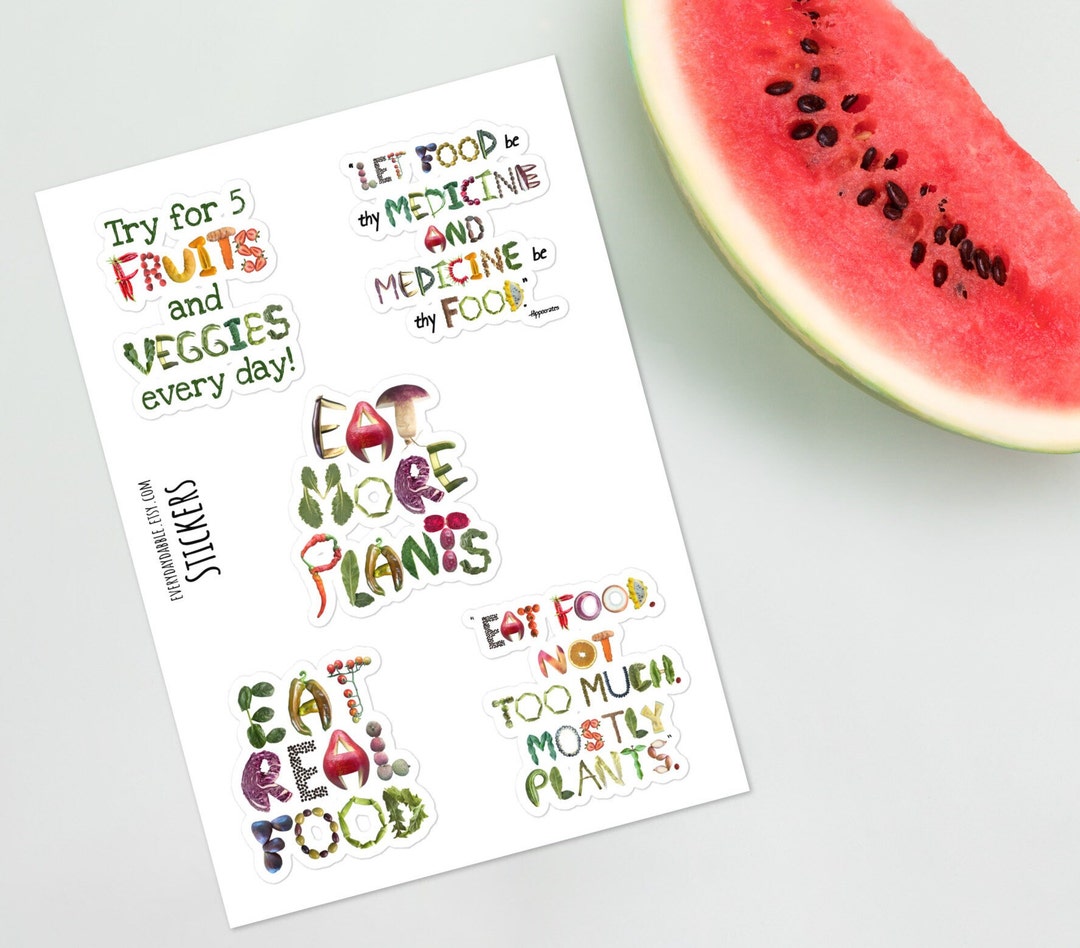 Healthy Eating Sticker Sheet Eat Plants, Food Be Thy Medicine - Etsy