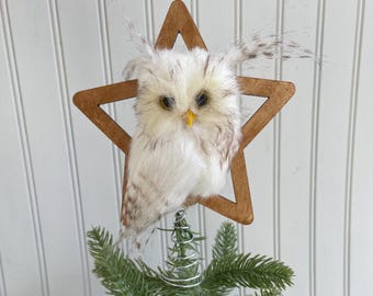 Great Horned Owl, Owl Tree Topper, Owl Tabletop Tree Topper, Gift for ...