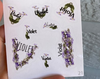 Violet Flower Stickers One Inch Round Seals - Etsy