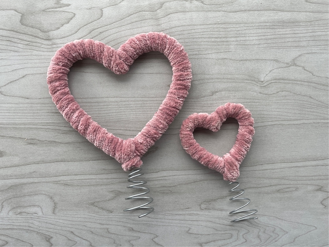 Dusty Pink Heart Tree Topper Wrapped Wooden Heart for Valentine Tree ...