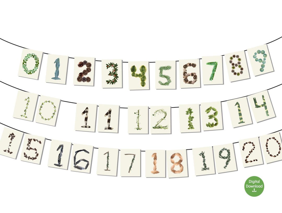 Botanical Number Cards 1-20 | Nature Learning Printables | Forest ...