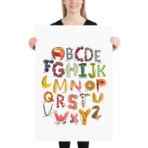 Fruit Nursery Art- A Picture Alphabet Made With Fruits From A - Z - Etsy