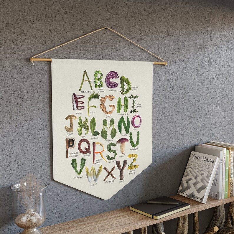 Colorful Vegetable Alphabet Wall Hanging - Healthy Eating Decor for ...