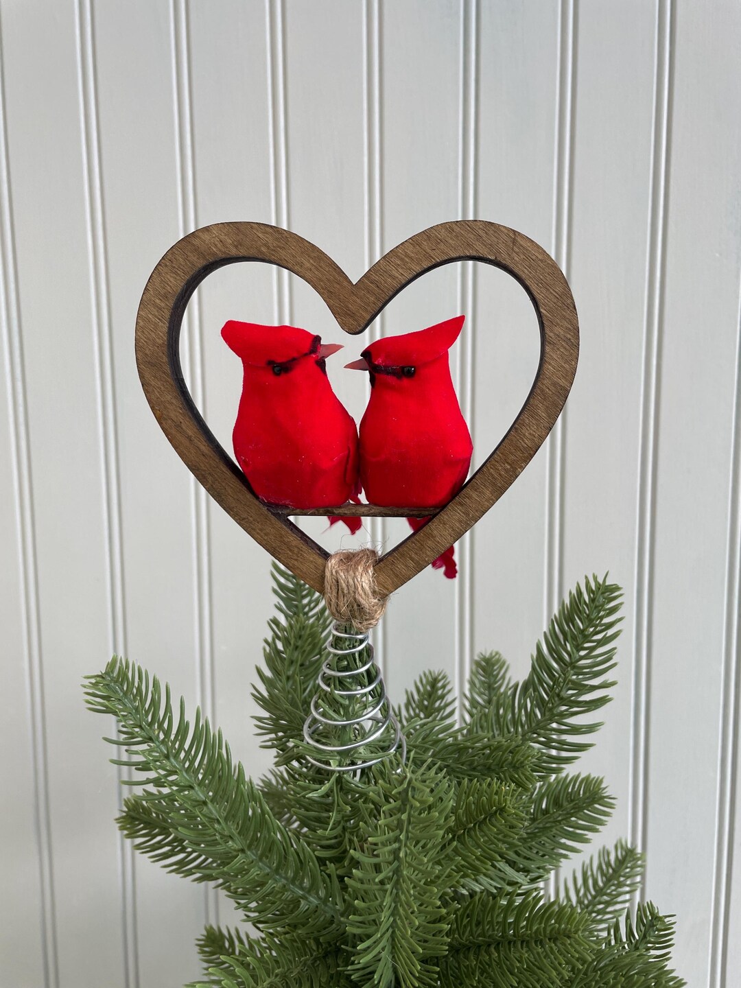 Valentine Tree Topper Heart Tree Topper With Red Birds - Etsy