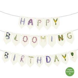 Garden Party Printable Banner - Spring Birthday Bunting Digital ...