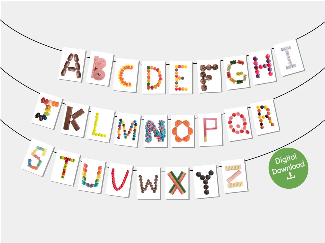 Printable Candy Alphabet - Candyland Alphabet With Jelly Beans, Candy ...