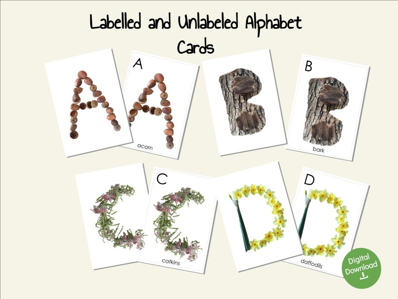 Loose Parts Alphabet Printable | Nature Alphabet Cards A-Z | Reggio ...