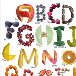 Fruit Nursery Art- A Picture Alphabet Made With Fruits From A - Z - Etsy