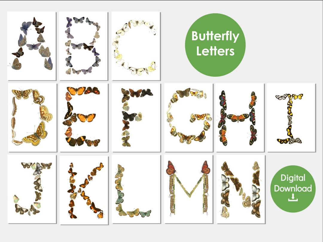 Butterfly Letters Butterfly Alphabet From A to Z Spring - Etsy