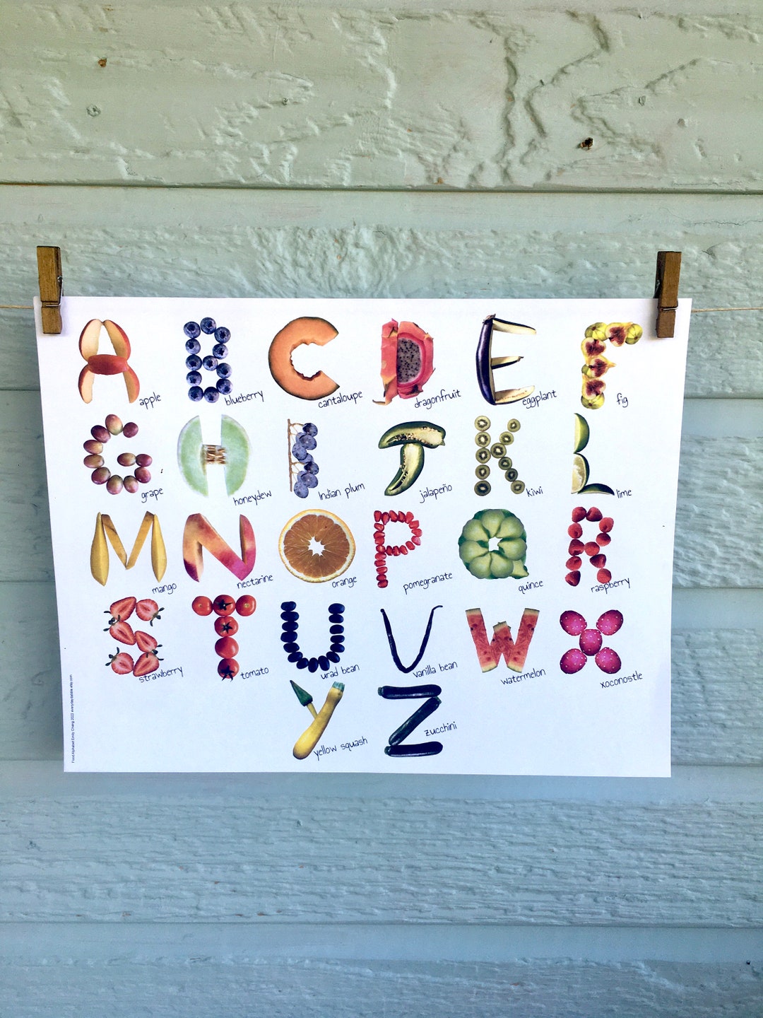 Printable Food Alphabet Placemat of Veggies & Fruits Healthy - Etsy