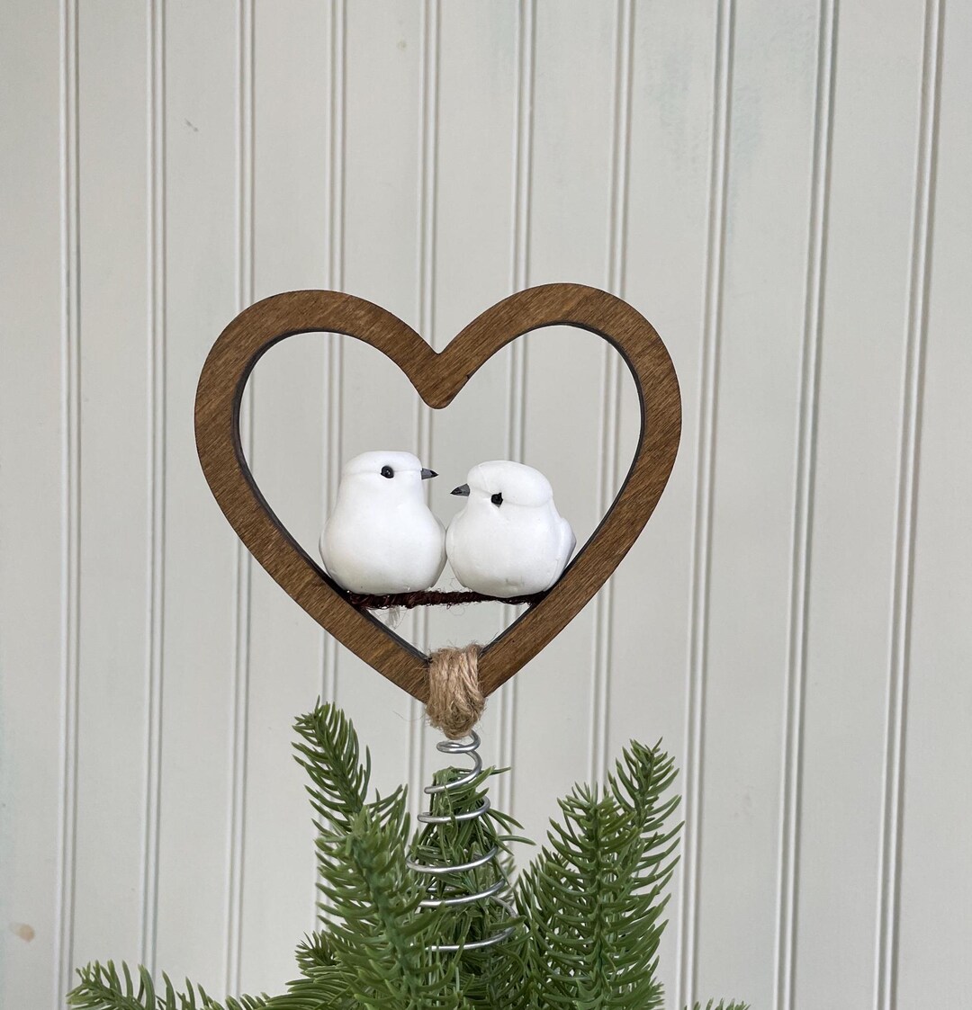 Birds Tree Topper Wedding or First Christmas Heart Tree Topper for ...