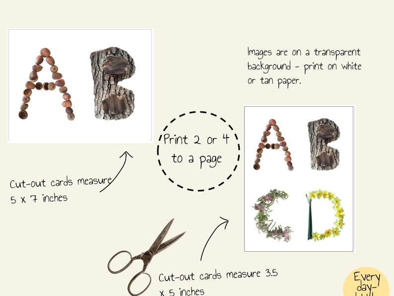 Loose Parts Alphabet Printable | Nature Alphabet Cards A-Z | Reggio ...