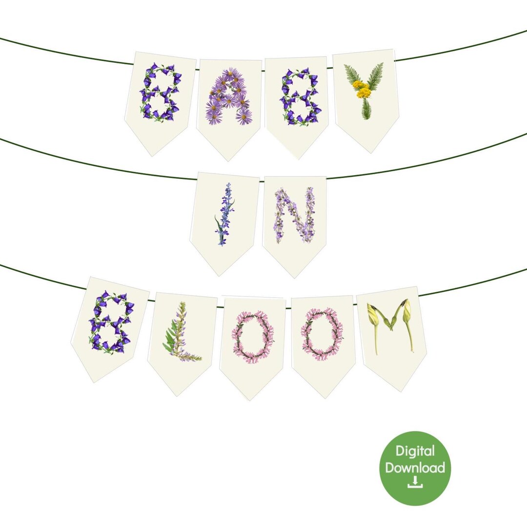 Baby in Bloom - Printable Banner for Baby Shower - Spring Baby Shower ...