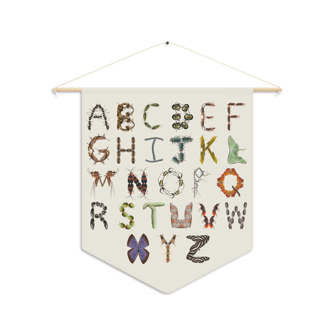Insect Alphabet Pennant Nature Alphabet Fabric Poster Phonetic Bug ...