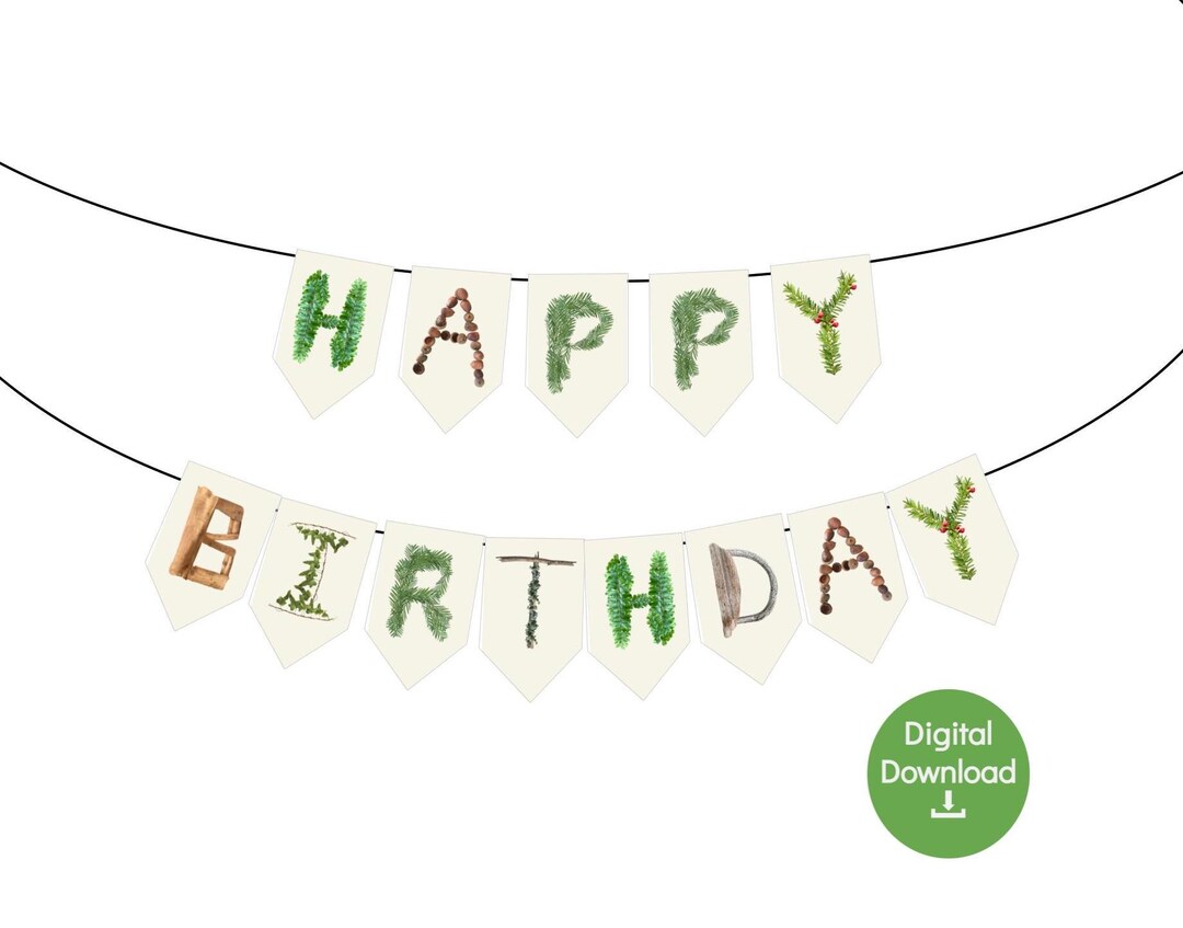 Printable Forest Themed Birthday Banner | Nature Themed Birthday Decor ...
