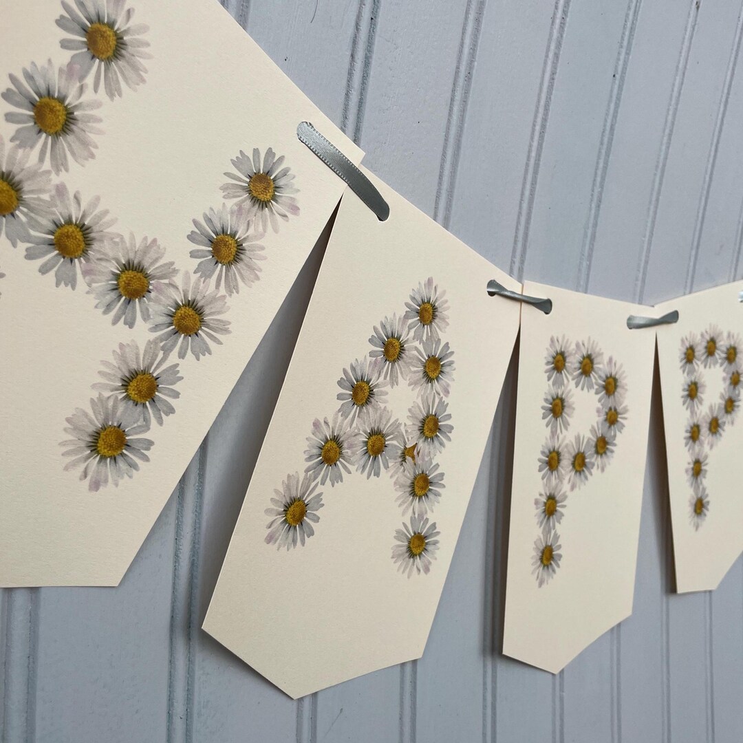 Happy Birthday Banner - Daisy Theme Party Decor - DIY Banner Customize ...