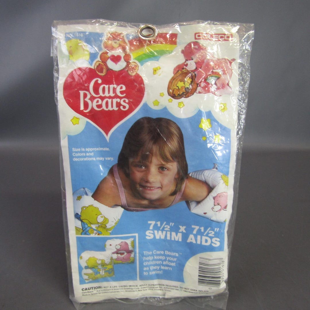 Care Bears Swim Aids Vintage Coleco 1983 Inflatable Arm Floats 7.5" X 7 ...