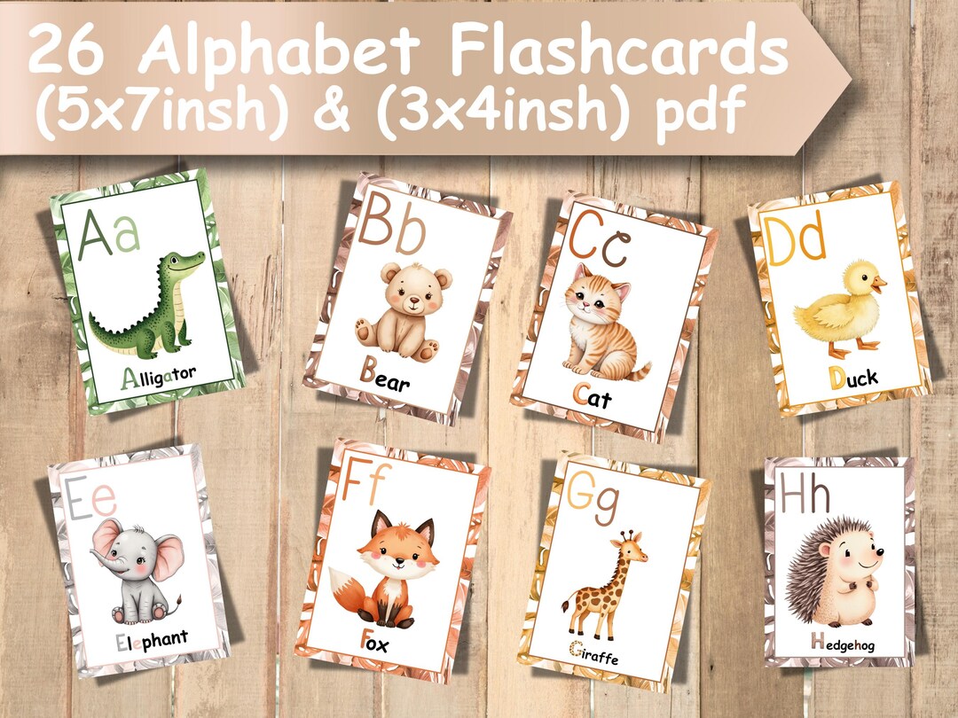 A-Z Animal Alphabet Flashcards – Printable PDF Educational Montessori ...