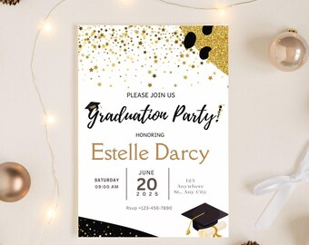 Editable Graduation Invitation, Canva Template, Digital Download - Etsy