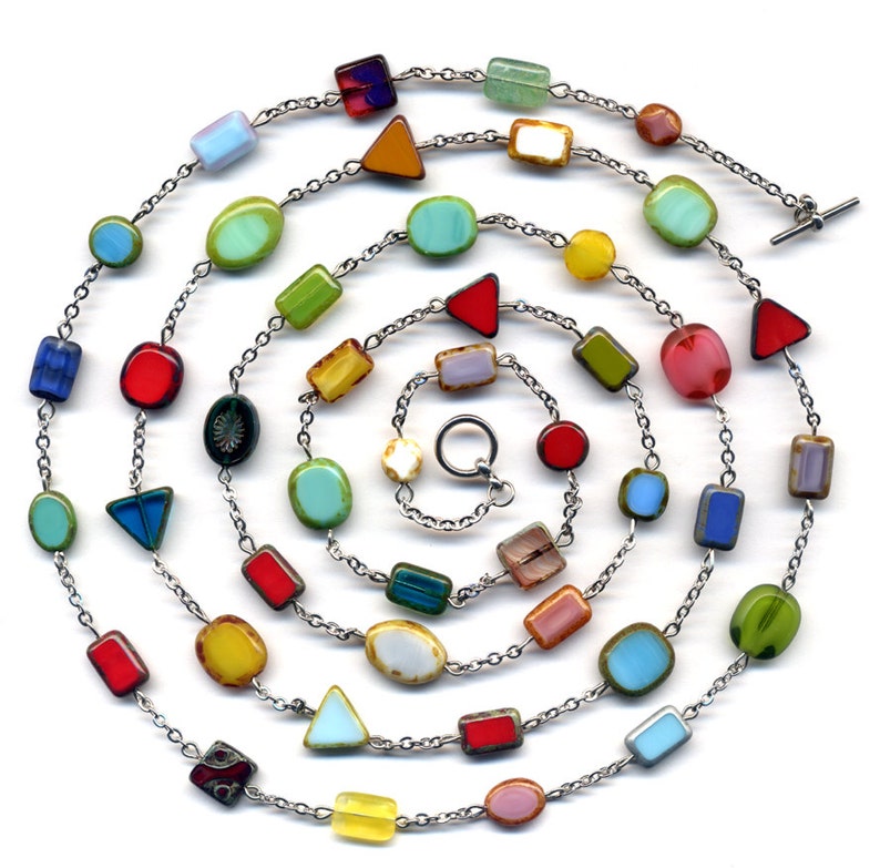 Long Multi Color Necklace, Extra Super Long Multicolor Necklace New ...