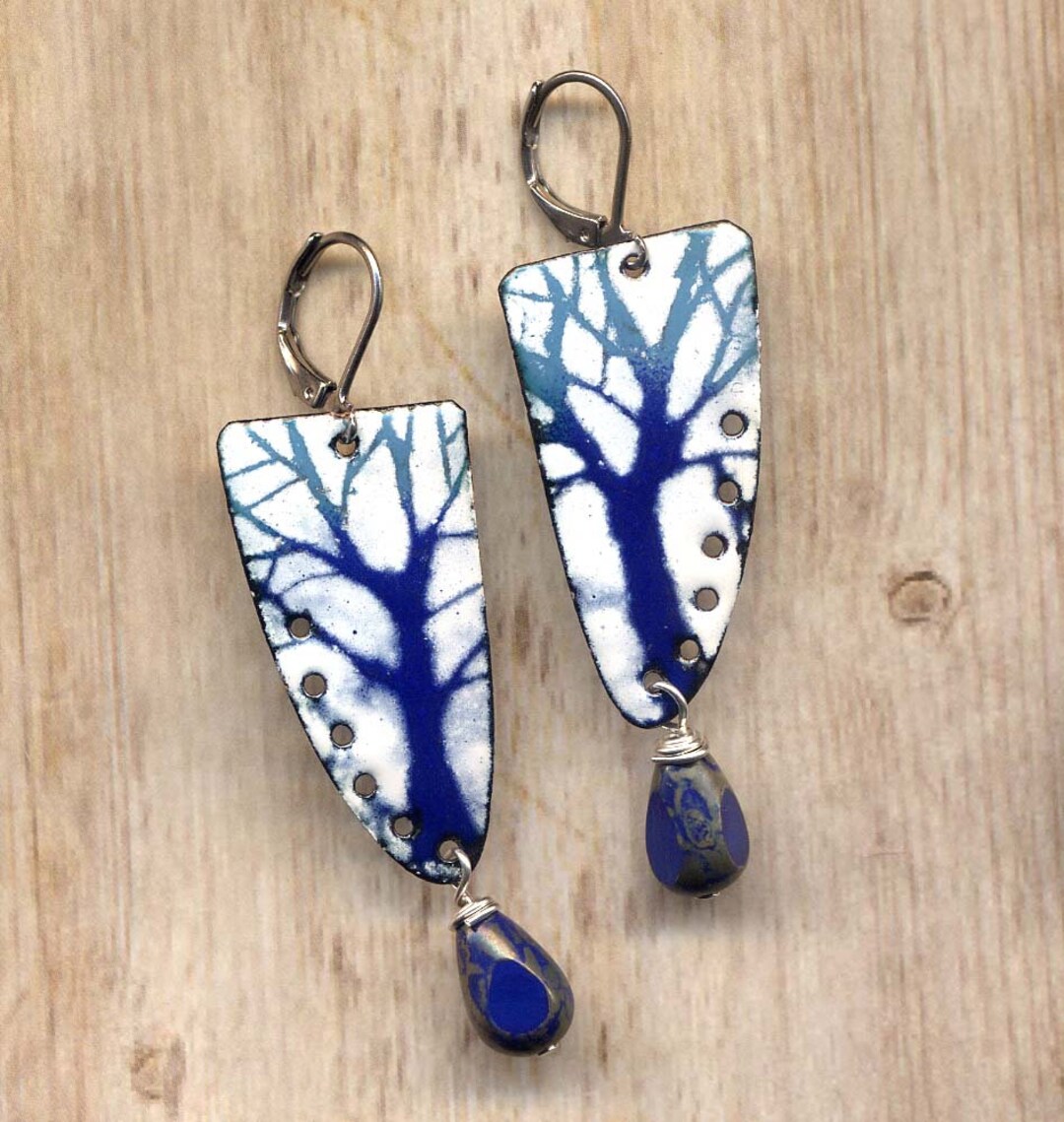 Enamel Tree of Life Earring Sterling Silver/ Stainless Steel Lever Back ...