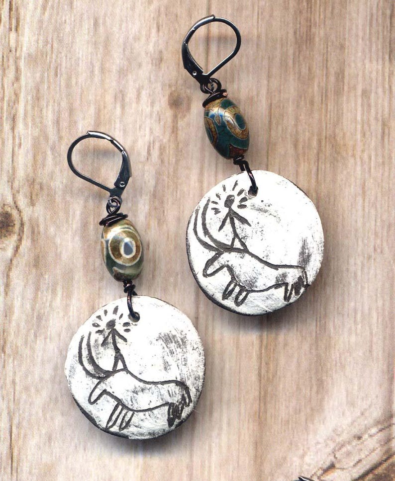 Prehistorical Cow Deer Stainless Steel Earrings, Terracotta Earrings ...