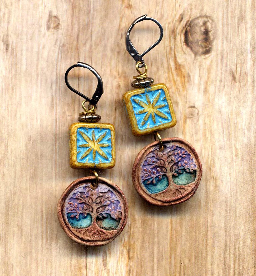 Ceramic Tree of Life Earring Sterling Silver/ Stainless Steel Lever ...