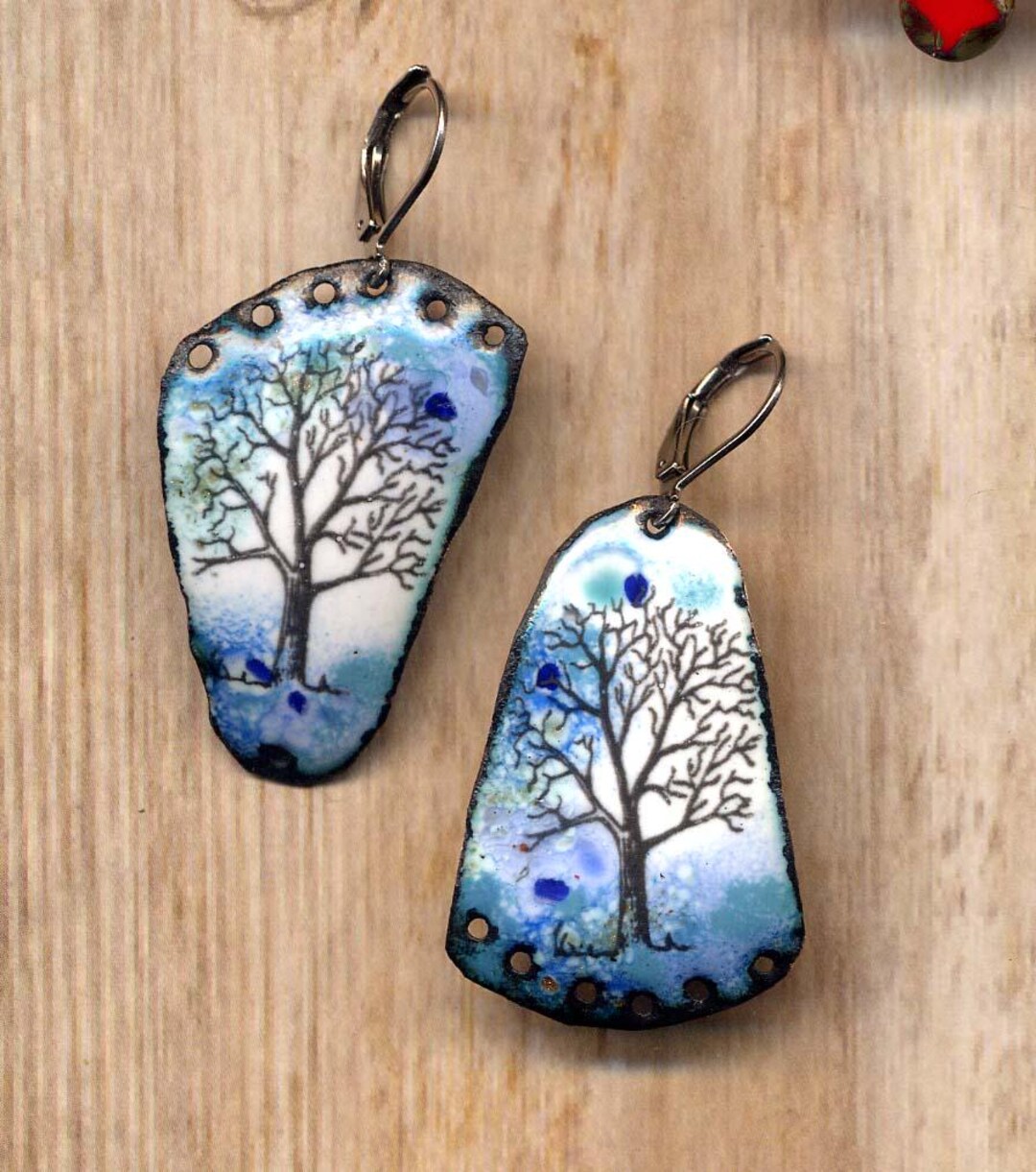 Enamel Tree of Life Earring Sterling Silver/ Stainless Steel Lever Back ...