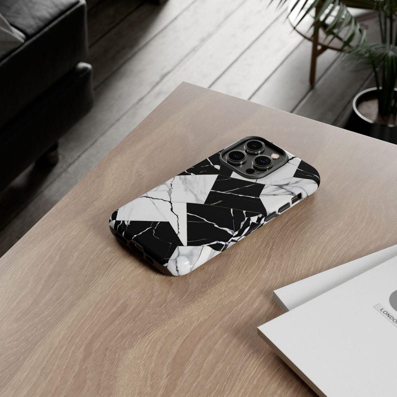 Classic Black and White Marble Pattern Phone Case - Etsy