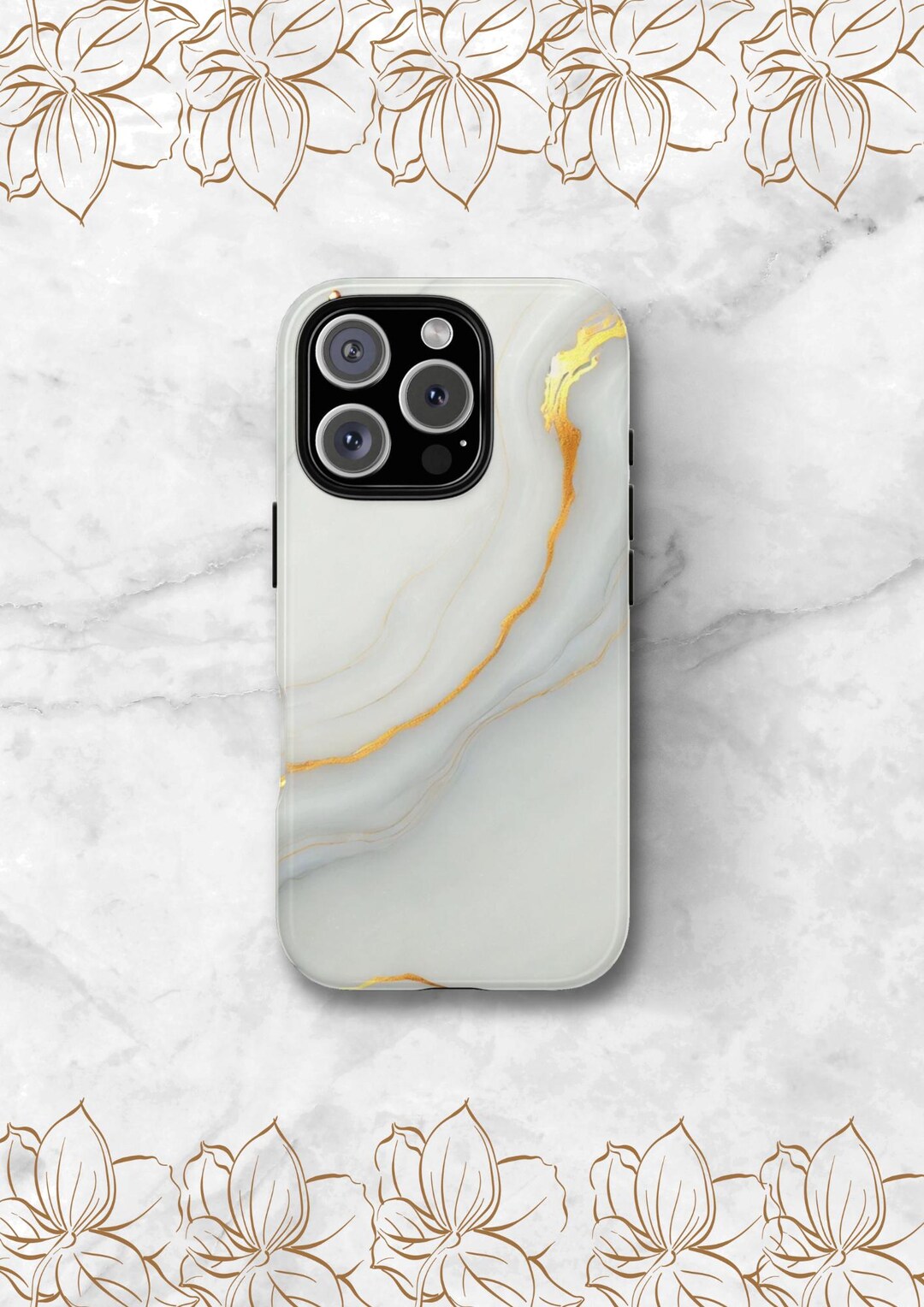 Minimalist White and Gold Marble Design for Phone Case, iPhone Case ...