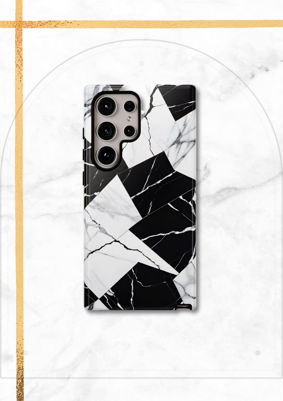Classic Black and White Marble Pattern Phone Case - Etsy