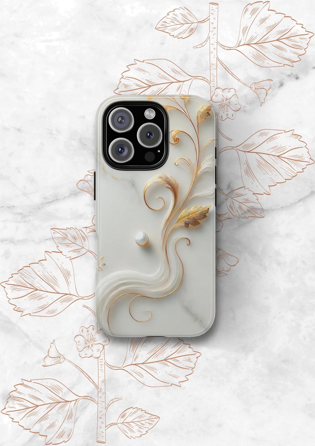 Minimalist White Marble With Subtle Golden Accents Phone Case for ...