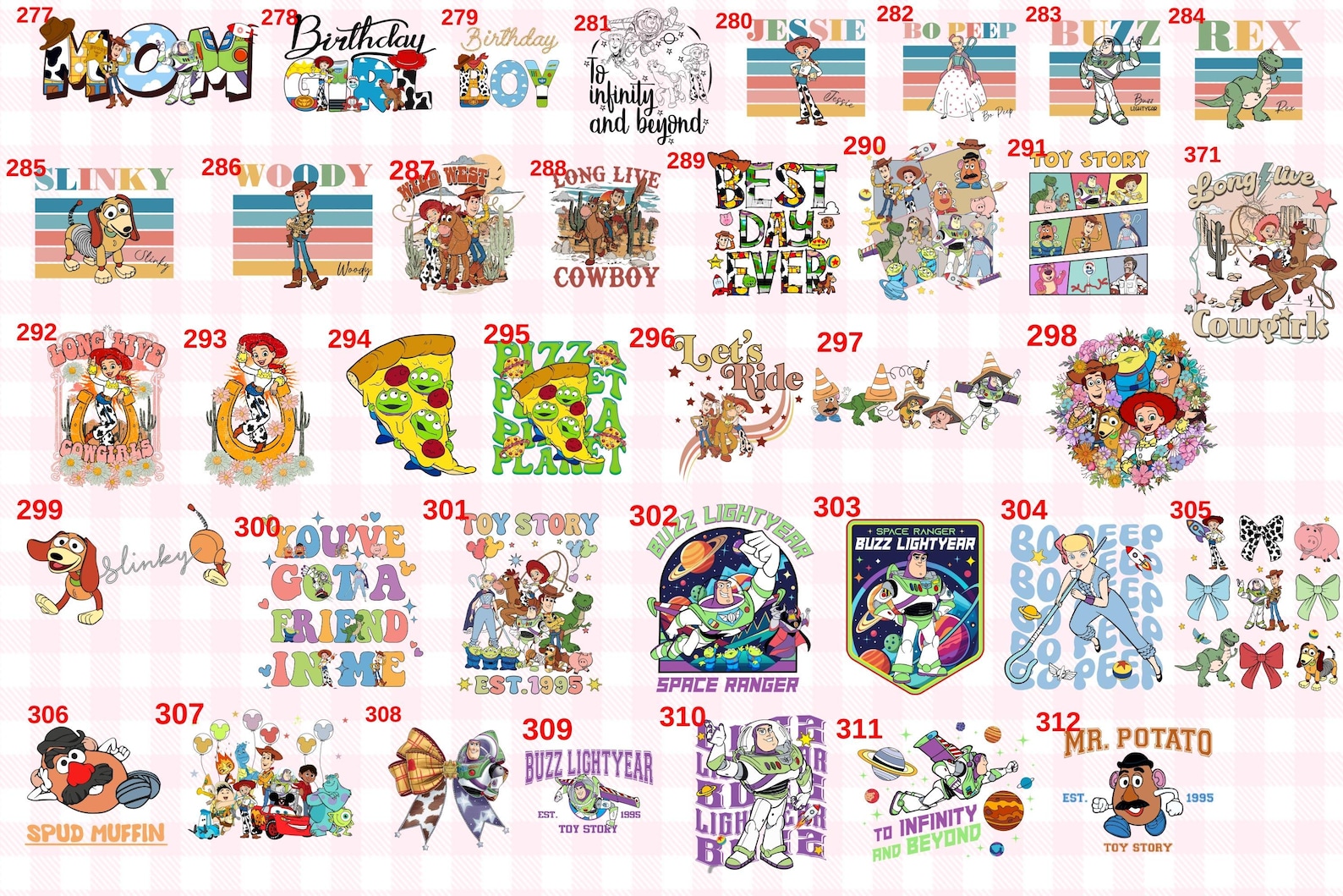 Retro Toy Story Character Dtf Transfer Print, Toy Story Woody Ready to ...