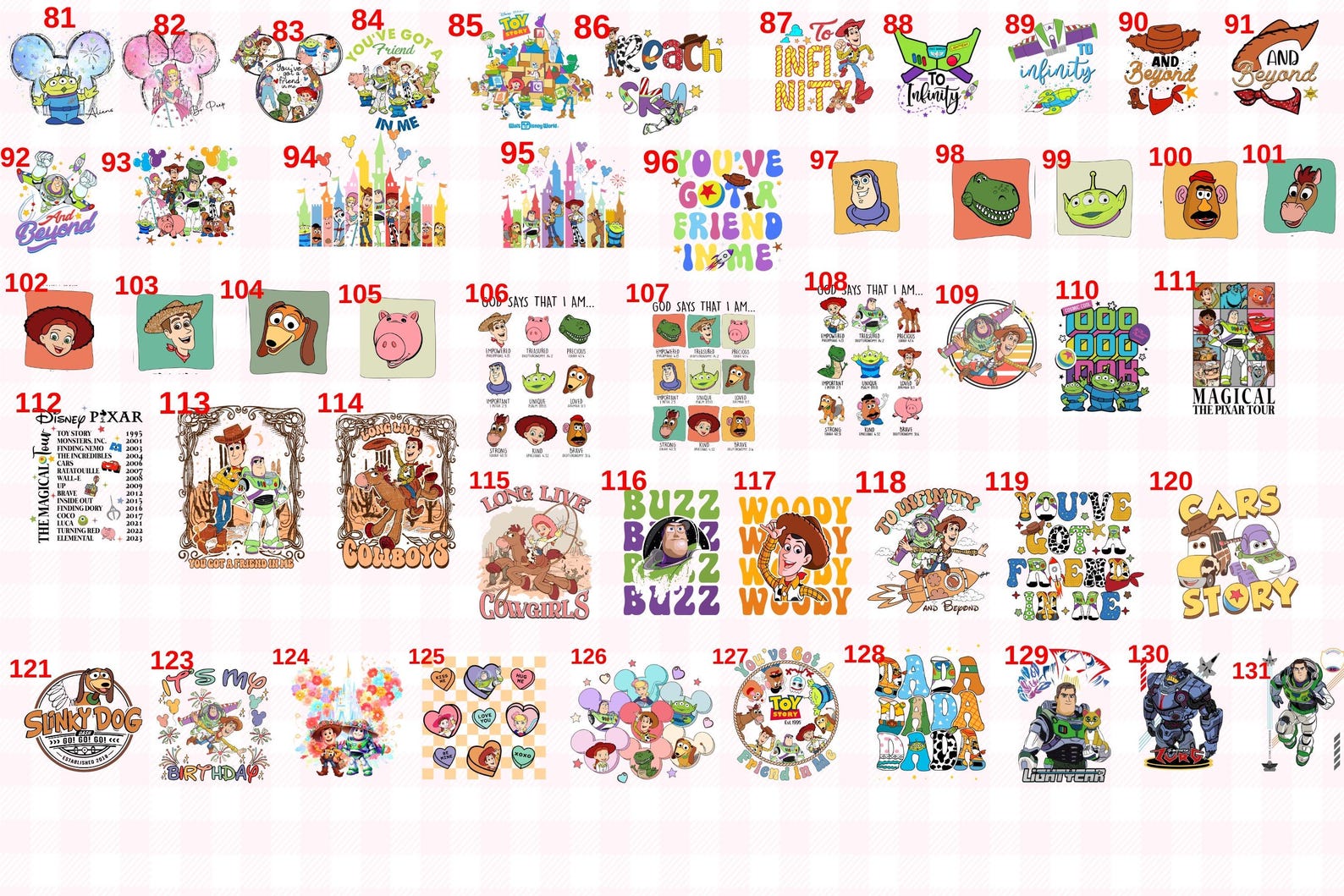 Retro Toy Story Dtf Transfer Print, Checkered Toy Story Ready to Press ...