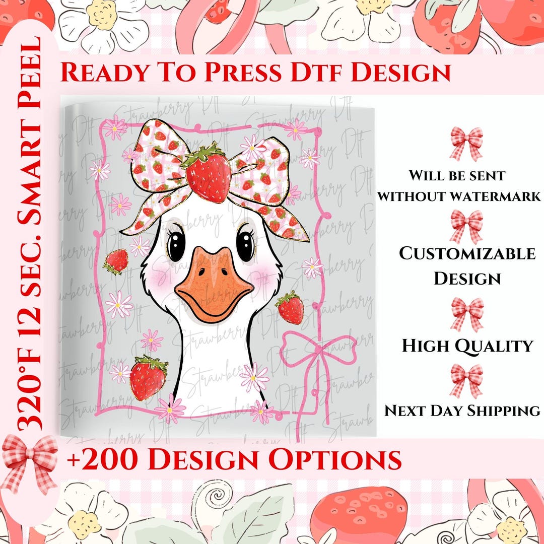 Cute Strawberry Goose Dtf, Summer Goose Dtf Prints, Strawberry Mama ...