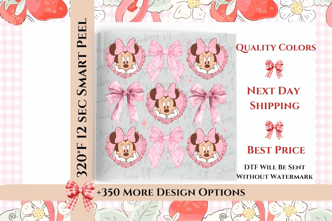 Minnie Coquette DTF Transfer, Pink Minnie Mouse Heat Transfer, Disney ...