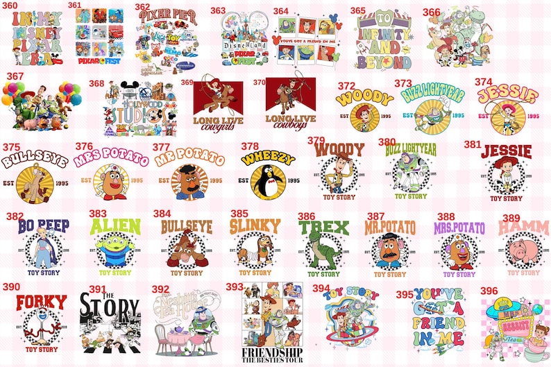 Retro Toy Story Character Dtf Transfer Print, Toy Story Woody Ready to ...