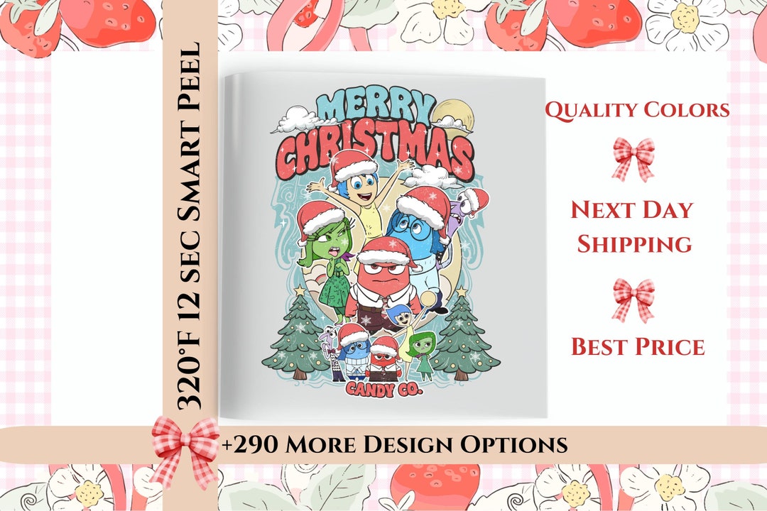 Retro Christmas Inside Out DTF Transfer, Merry Christmas Disney Ready ...