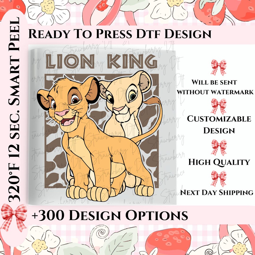 Simba and Nala Lion King Ready to Press, Heat Press Dtf Transfer, Cute ...