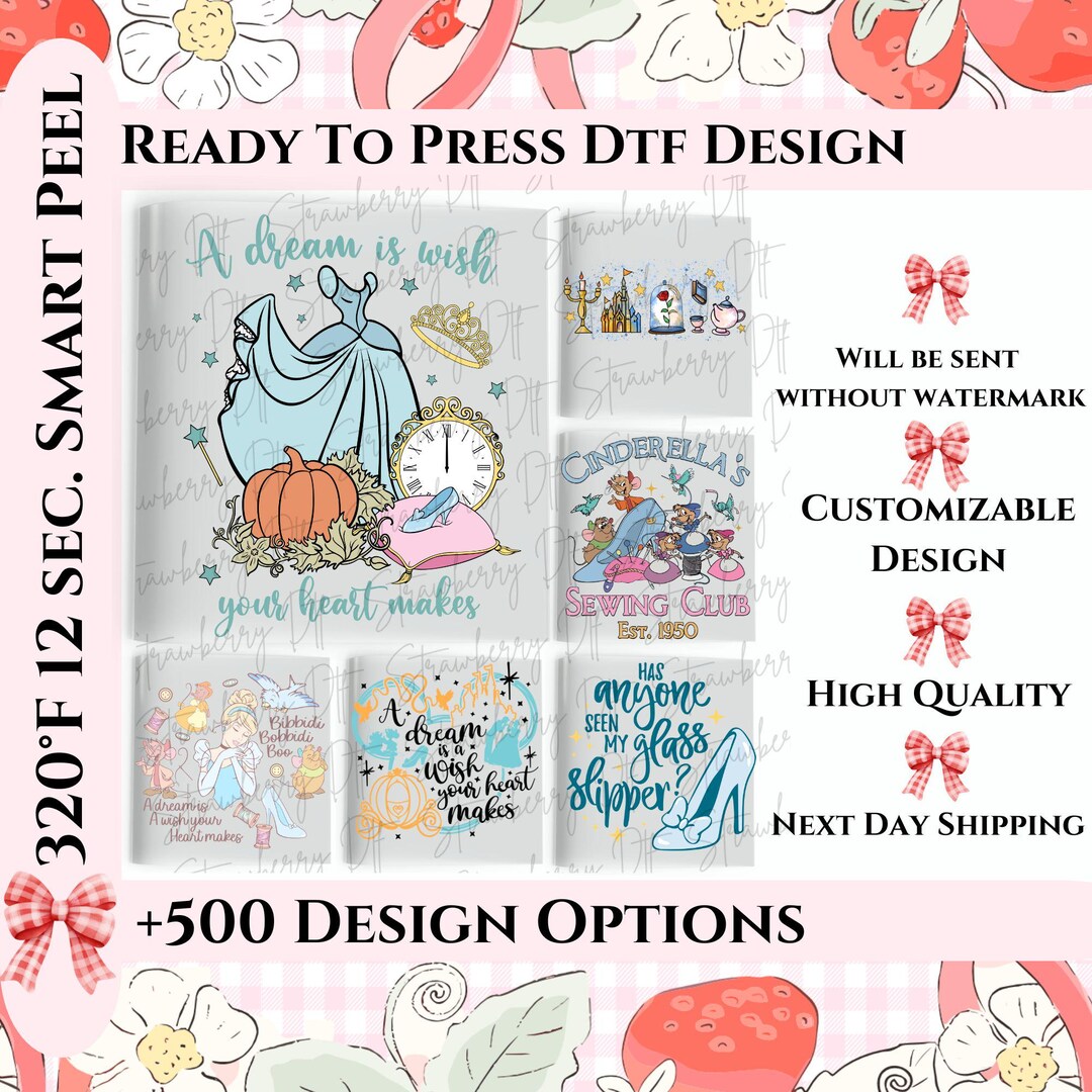 Cinderella DTF Transfer, Disney Princesses Ready to Press, Princess ...