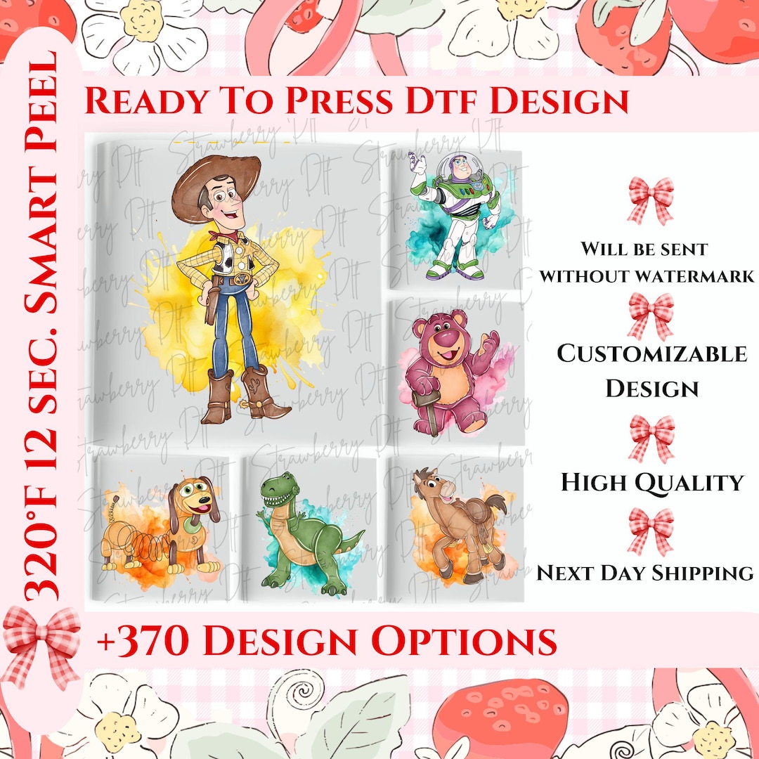 Watercolor Toy Story Character Dtf Transfer Print, Toy Story Woody ...