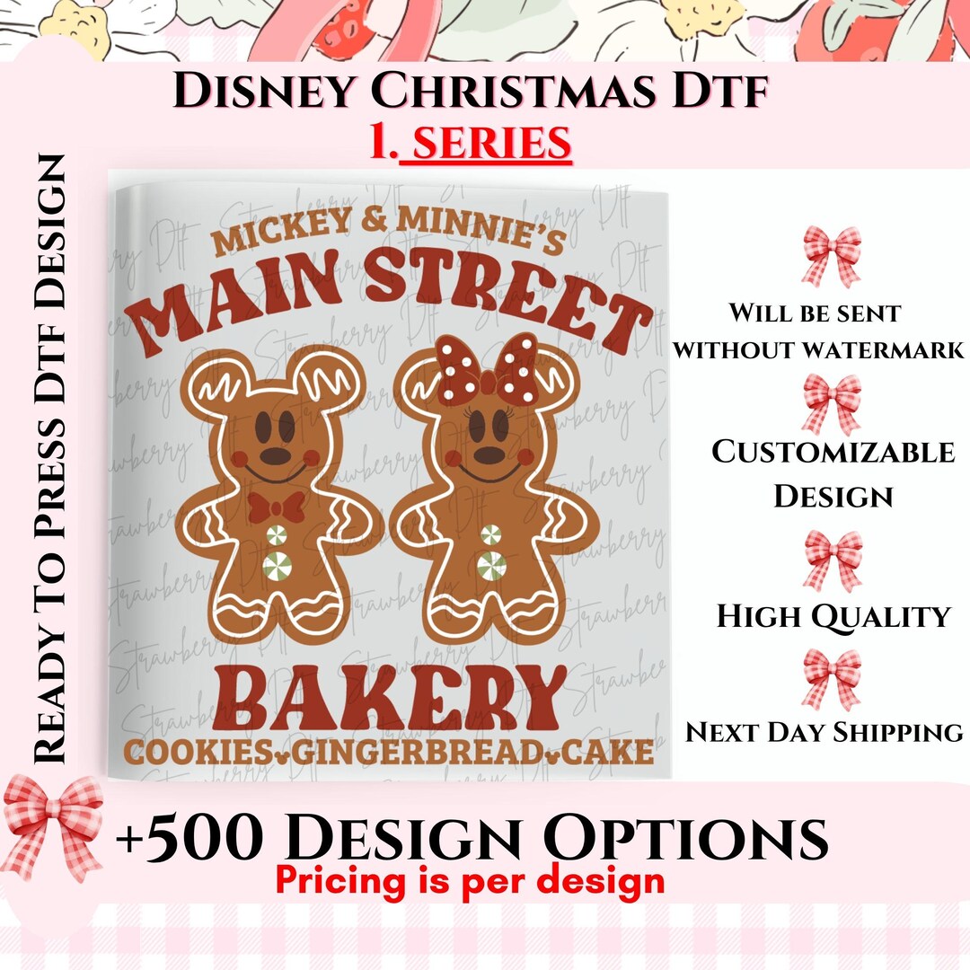 Main Street Bakery Dtf Print, Disney Ginger Bread Christmas DTF ...