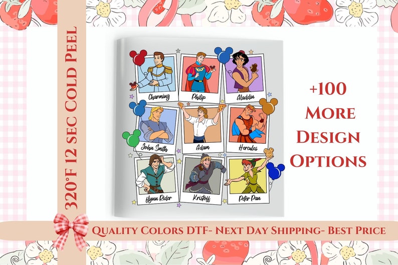 Disney Princes Polaroid Dtf Transfers, Disney Prince Vacation DTF ...
